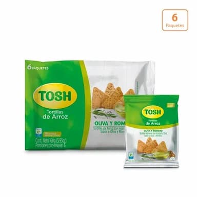 Snack Tosh Arroz sabor aceite de oliva y romero x 168g x 6 unds