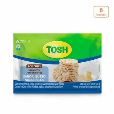 Chips de Arroz y Maíz Tosh sabor a queso x 6 unds