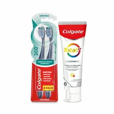 Cepillo Colgate 360 x 2 unds+ Crema Dental Colgate Total 12 x 75ml