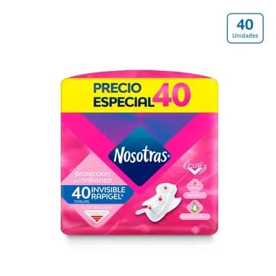 Toallas Higiénicas Nosotras Invisible Rapigel x 40 unds
