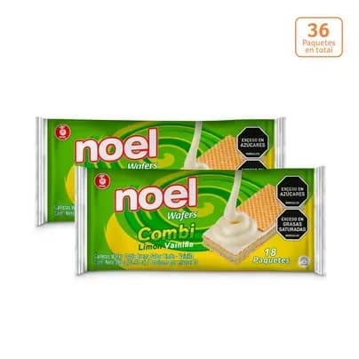 Galletas Wafers Noel Combi Vainilla Limón x 396g x 18 unds