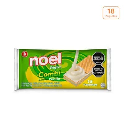 Galletas Wafers Noel Combi Vainilla Limón x 396g x 18 unds