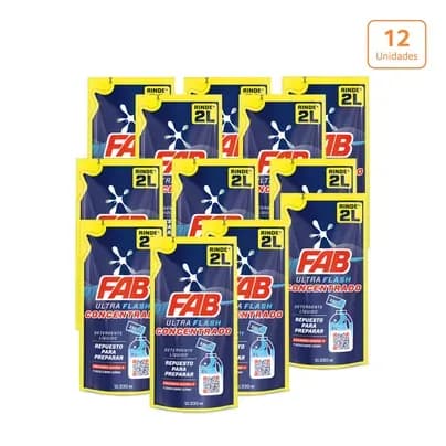 Detergente líquido Fab Ultra Flash x 330ml caja original
