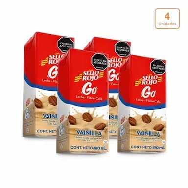 Sello Rojo Go Vainilla Pack x 4 unds x 190ml c/u