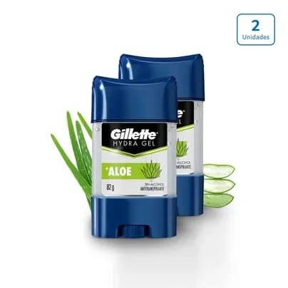 Desodorante Antitranspirante Gillette Hydra gel con Aloe x 2 unds x 82g c/u