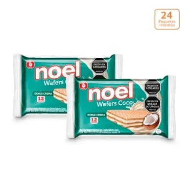 Combo - 2 Galletas Wafers Noel Doble Crema Coco x 264g x 12 Paquetes c/u